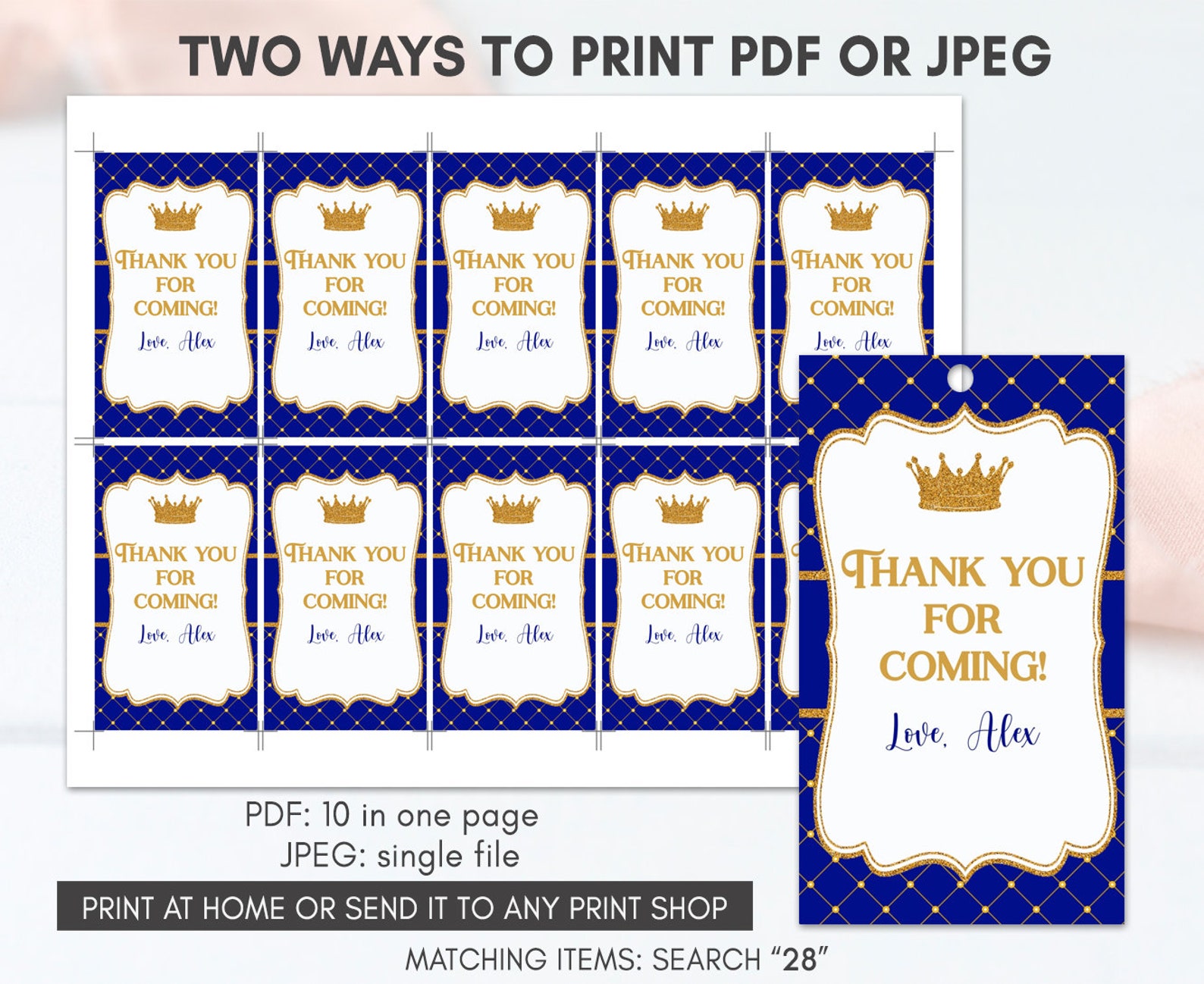 Editable Royal Baby Shower Favor Tags Prince Thank You Tags - Etsy