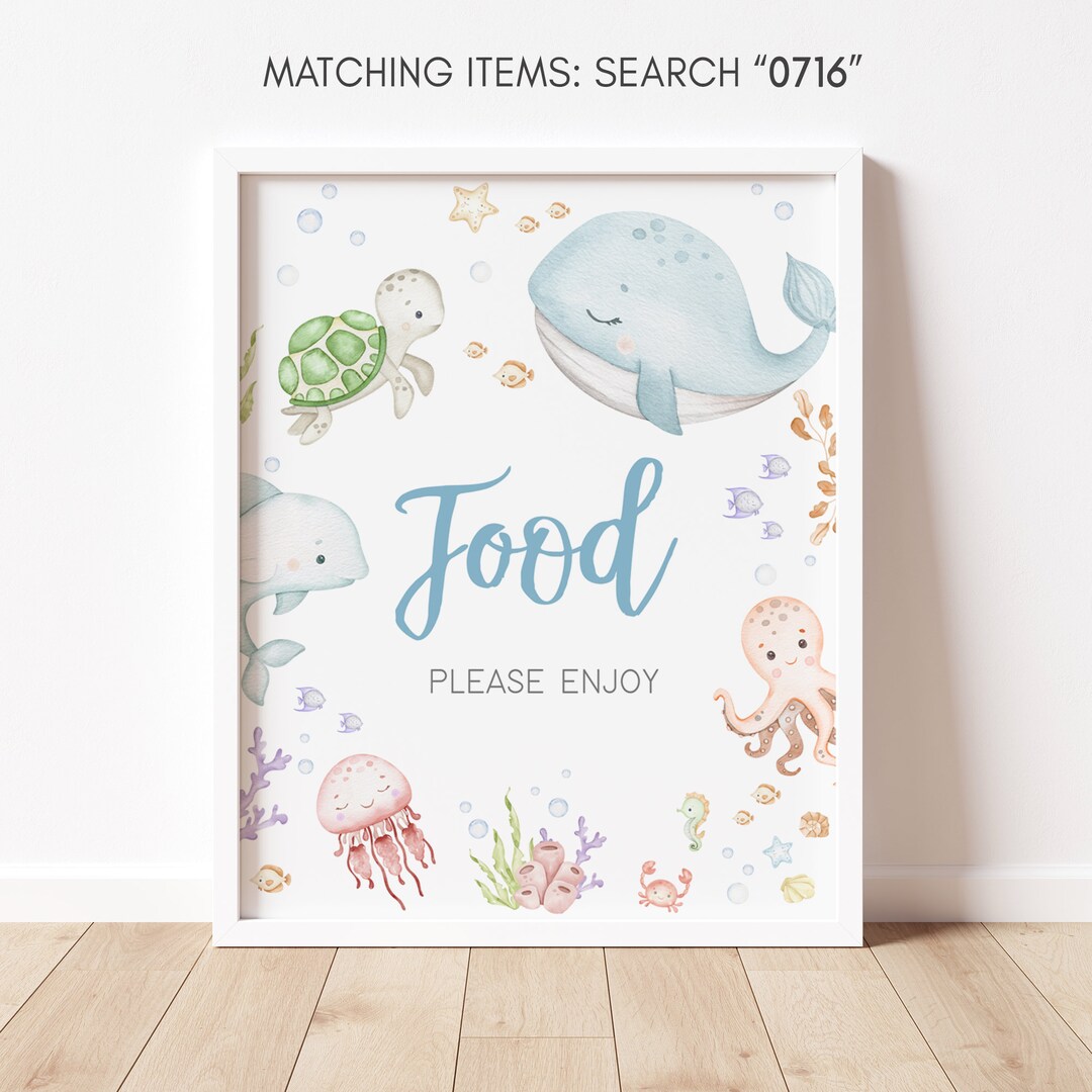 Under the Sea Baby Shower Food Sign, Neutral Nautical Baby Shower Food ...