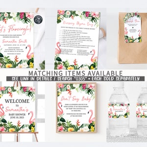 Editable Flamingo Baby Shower Welcome Sign, Aloha Baby Tropical Baby ...