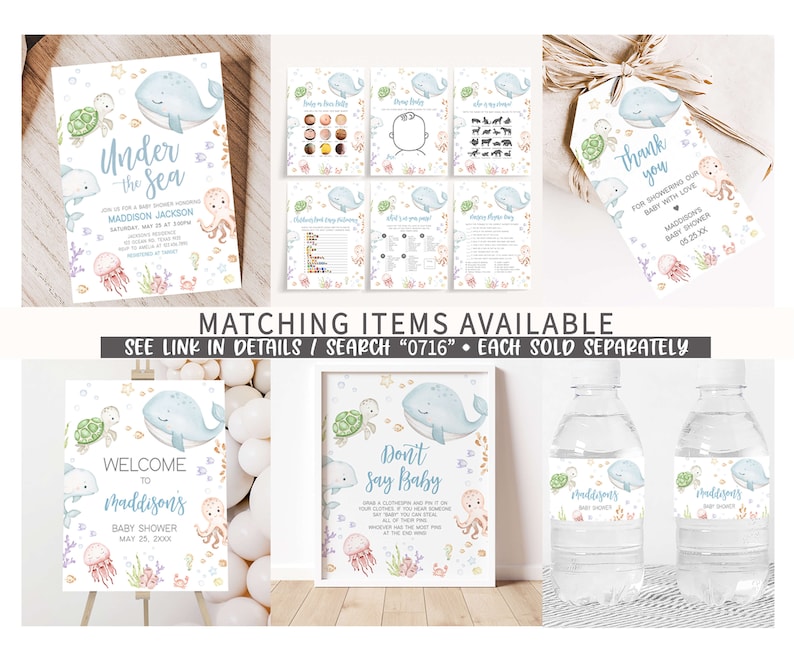 Editable Under the Sea Baby Shower Bundle, Gender Neutral Nautical Baby ...