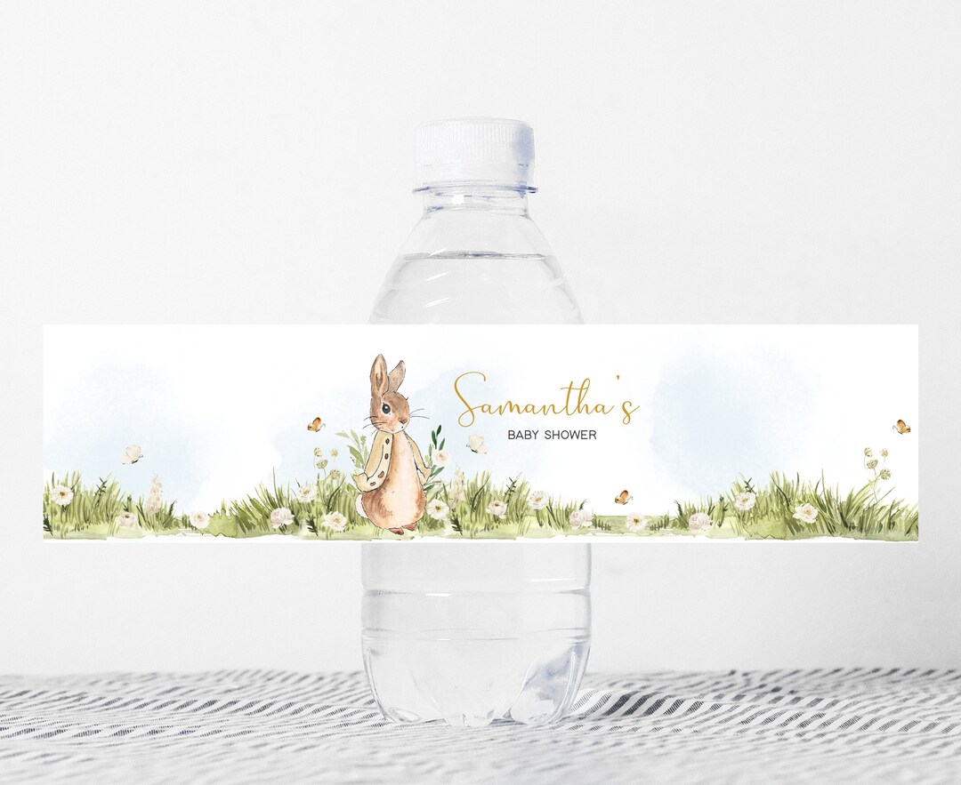 Editable Peter Rabbit Baby Shower Bottle Label, Rabbit Gender Neutral ...