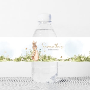 Editable Peter Rabbit Baby Shower Bottle Label, Rabbit Gender Neutral ...