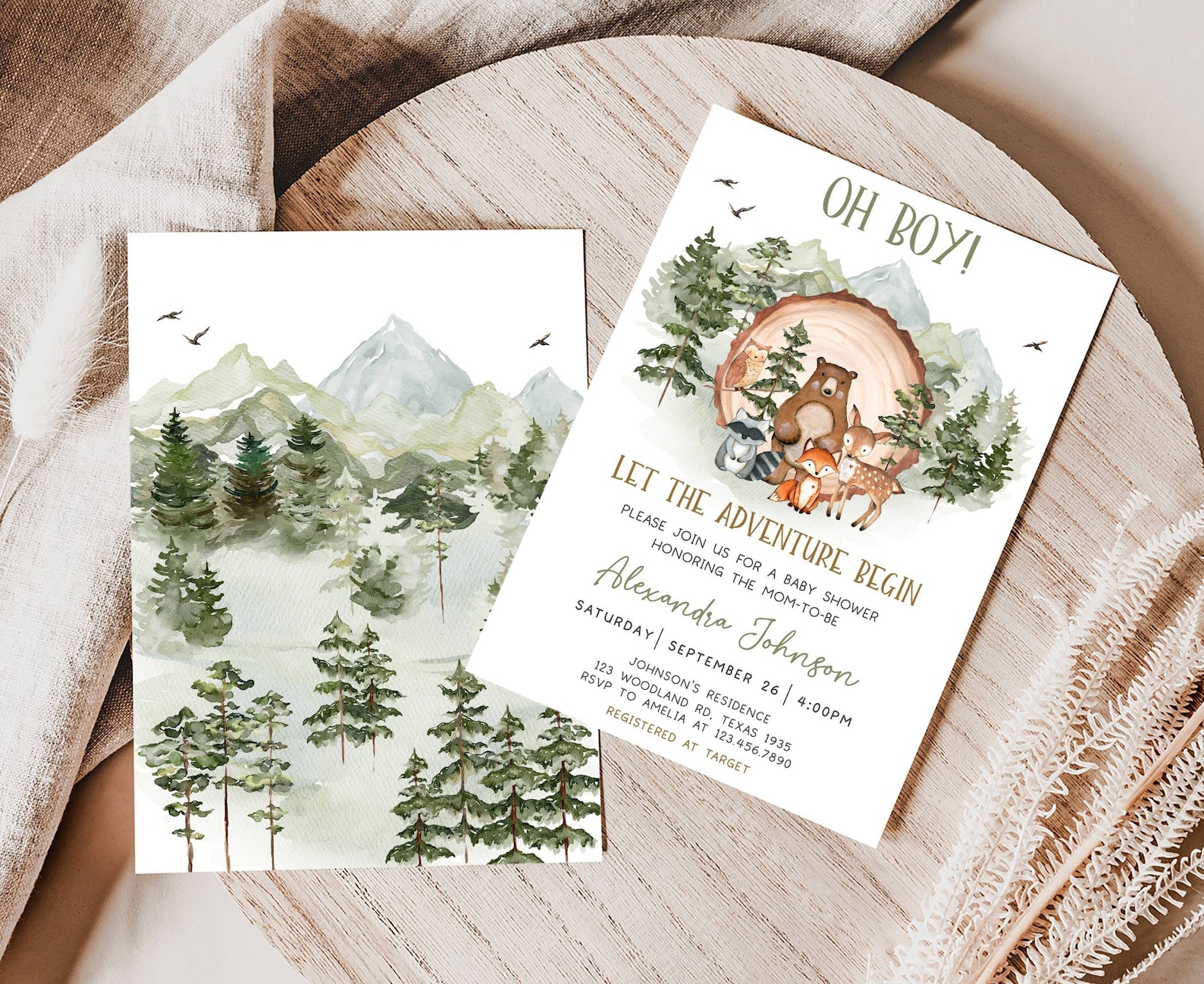 Editable Let the Adventure Begin Baby Shower Invitation, Forest ...
