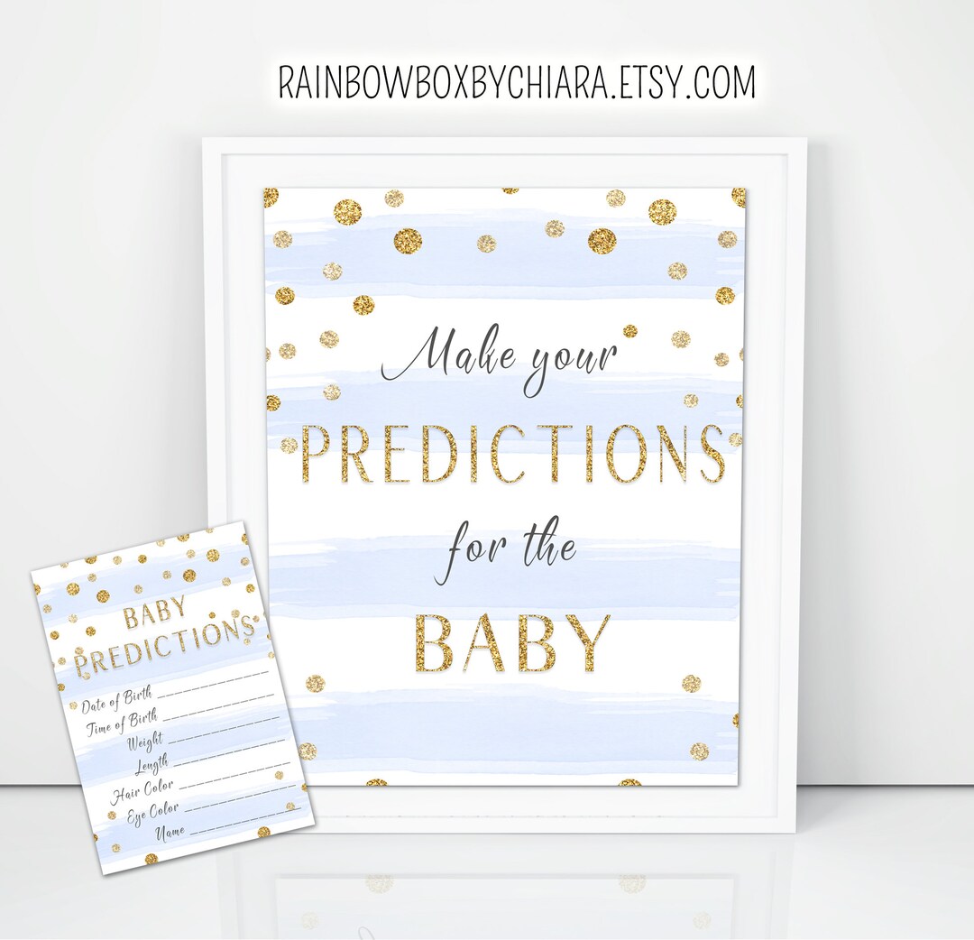 Baby Sprinkle Sign, Predictions for the Baby Sign, Gold Confetti Baby ...