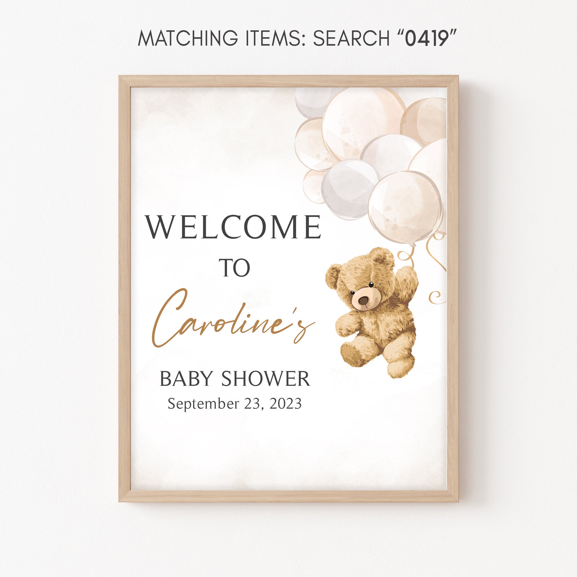 Editable Bear Balloons Baby Shower Welcome Sign We Can Bearly Wait ...