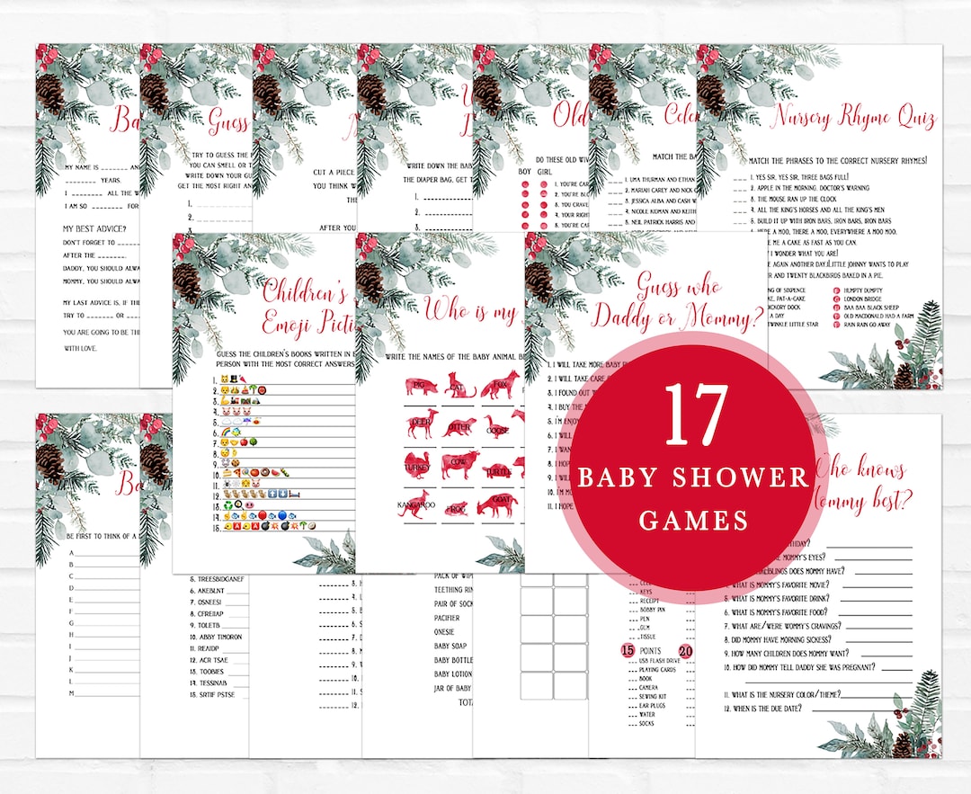 Santa Baby Winter Baby Shower Games Bundle, Christmas Baby Shower ...