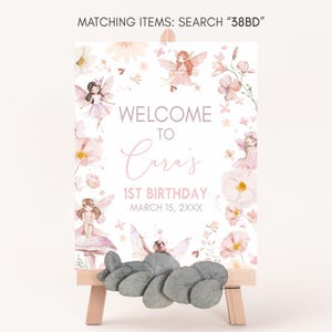 Editable Fairy Birthday Party Welcome Sign, Fairy First Birthday ...