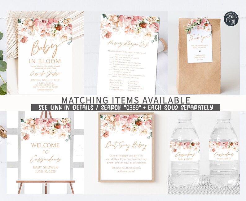 Editable Baby in Bloom Baby Shower Bottle Labels Pink Floral - Etsy