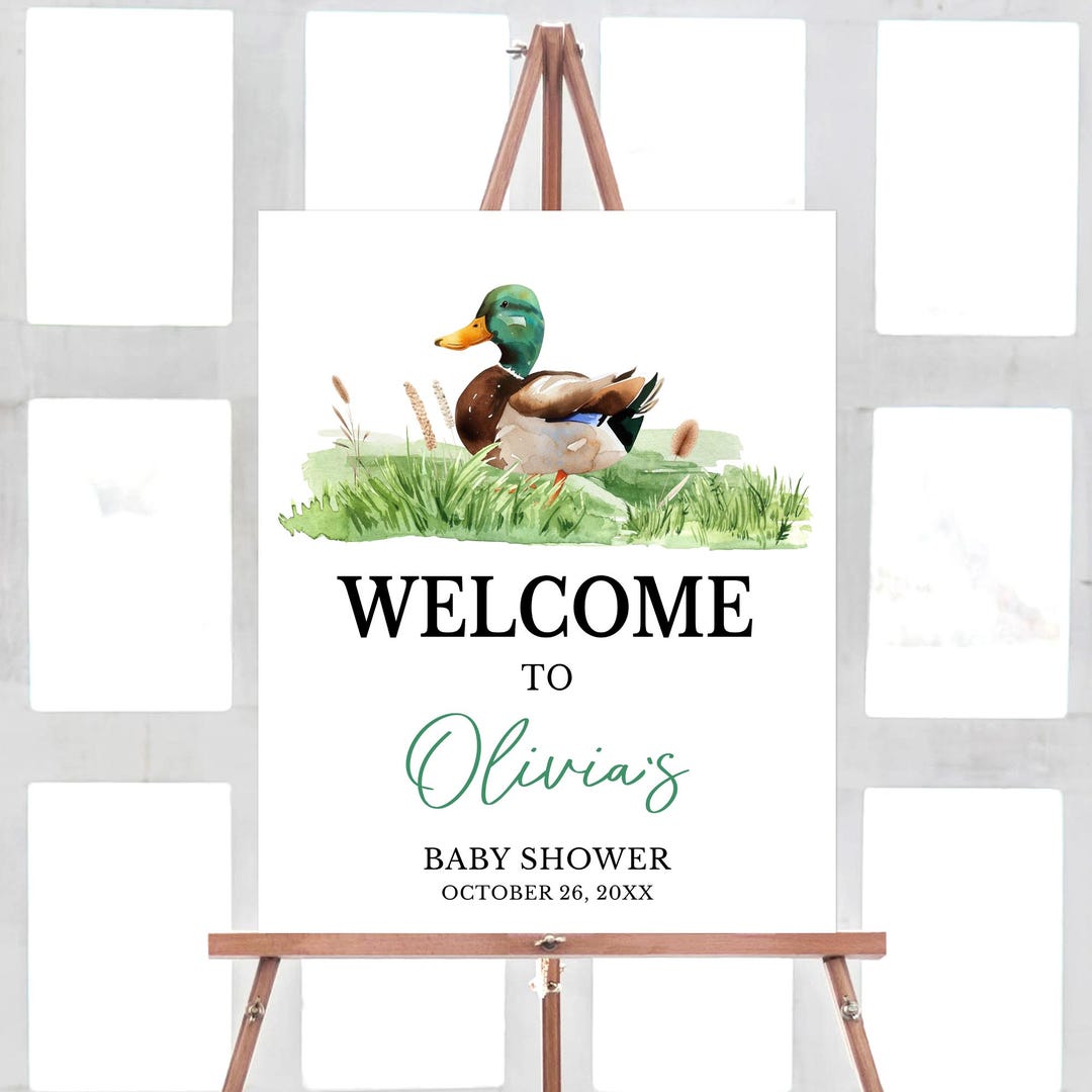 Editable Mallard Duck Baby Shower Welcome Sign, Mallard Baby Shower ...