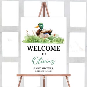Editable Mallard Duck Baby Shower Welcome Sign, Mallard Baby Shower ...