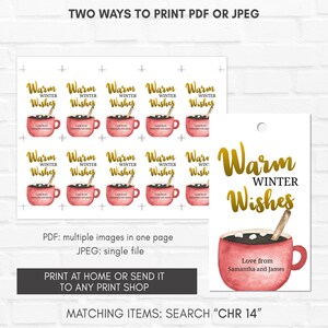 Editable Warm Winter Wishes Tag Hot Cocoa Tag Christmas Tag Hot ...