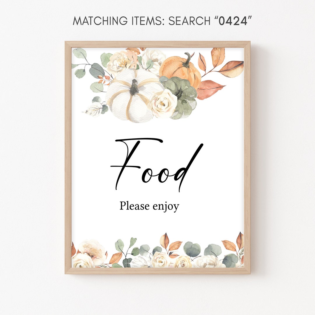 Little Pumpkin Baby Shower Food Sign, Autumn Fall Baby Shower Food ...