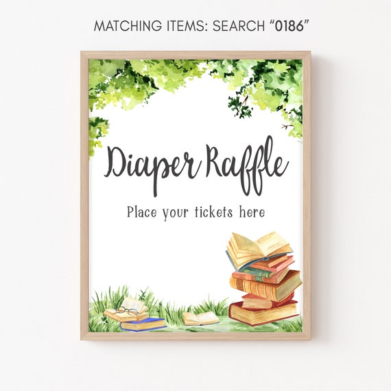 Diaper Raffle Sign Storybook Baby Shower Chapter Book Baby | Etsy