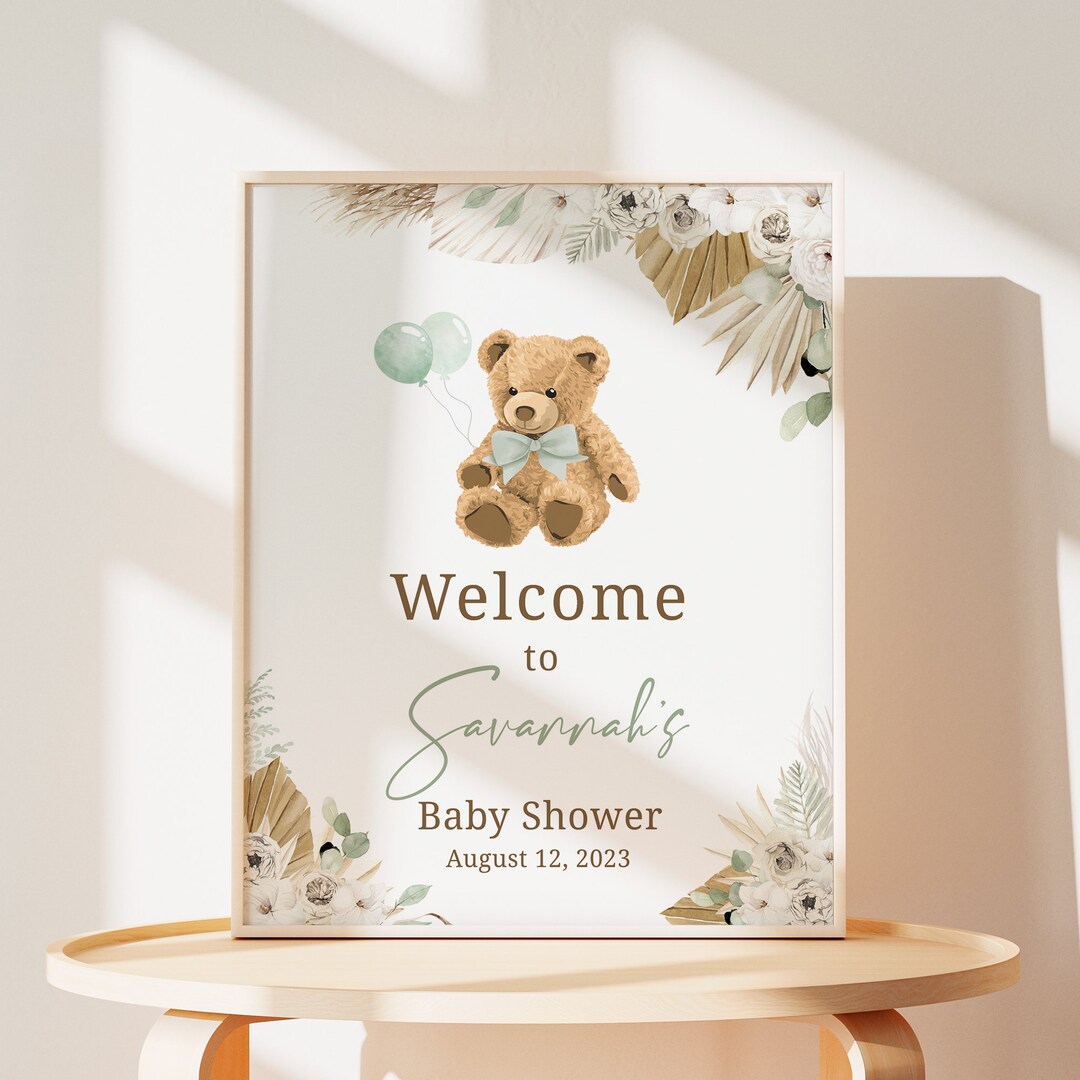 Editable Gender Neutral Bear Baby Shower Welcome Sign, We Can Bearly ...