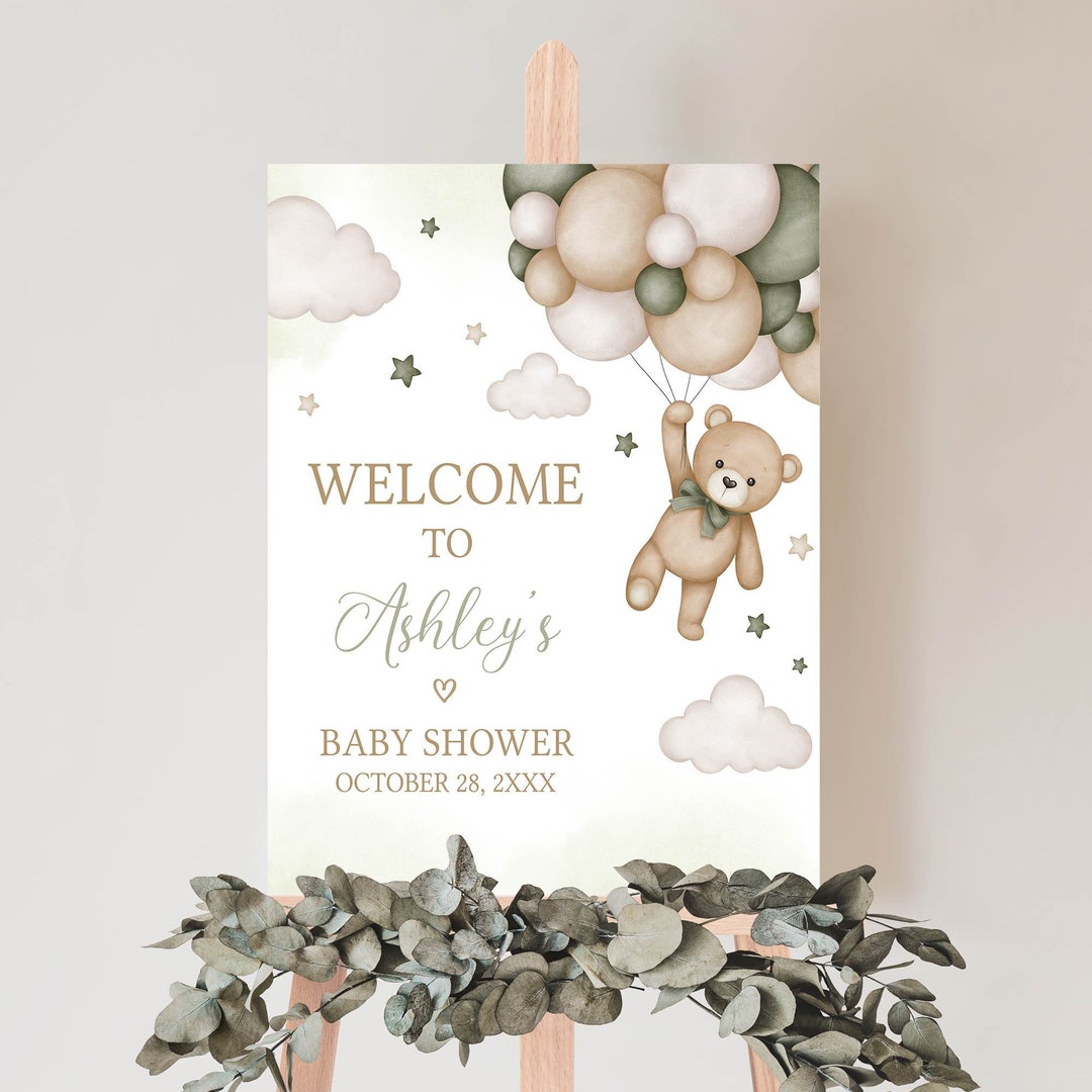 Editable Gender Neutral Bear Baby Shower Welcome Sign, We Can Bearly ...