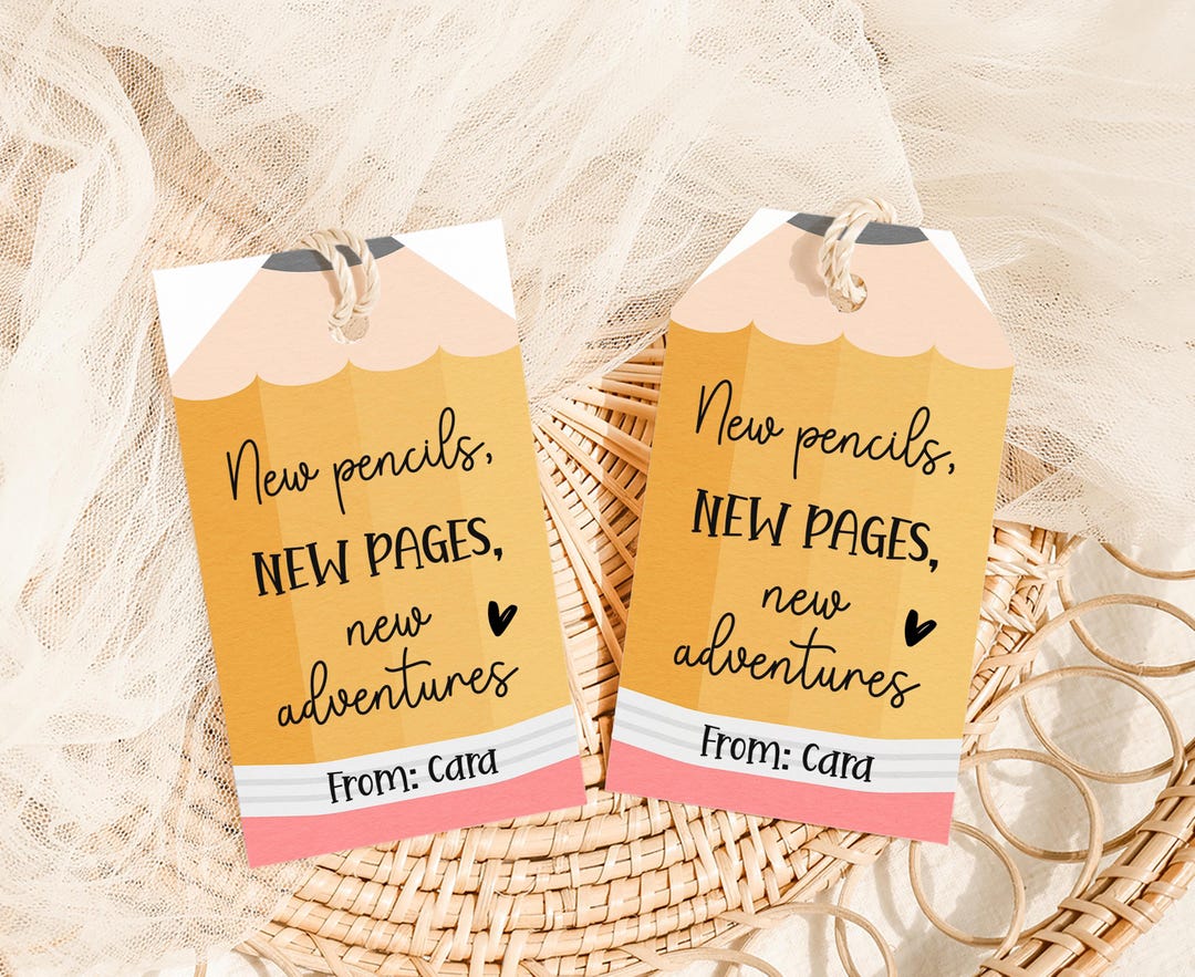 Editable Pencil Back to School Tag, School Supplies Gift Tag, New ...