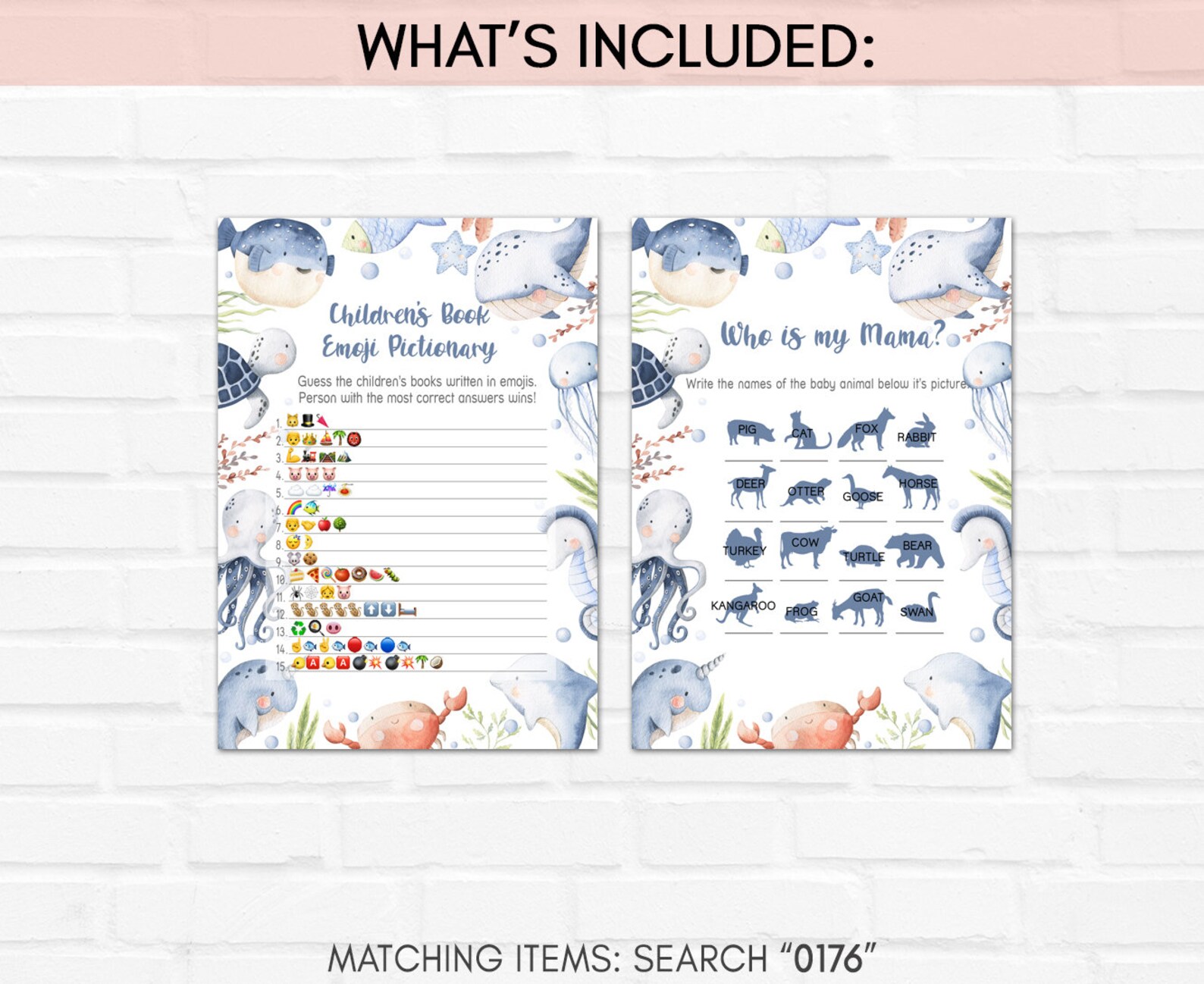 Under the Sea Baby Shower Games Ocean Baby Shower Game Pack - Etsy