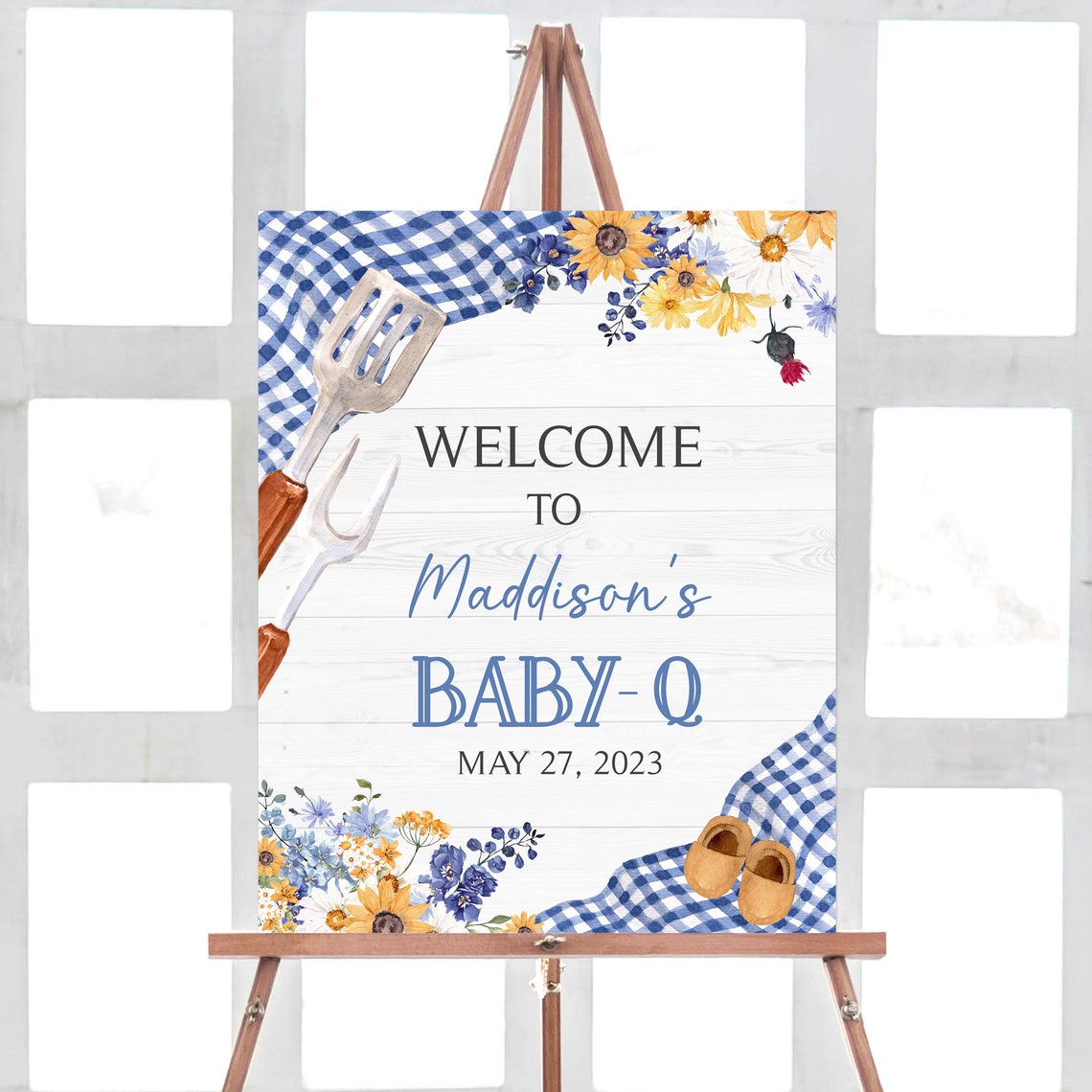 Editable Blue BBQ Baby Shower Welcome Sign Baby-q Shower - Etsy