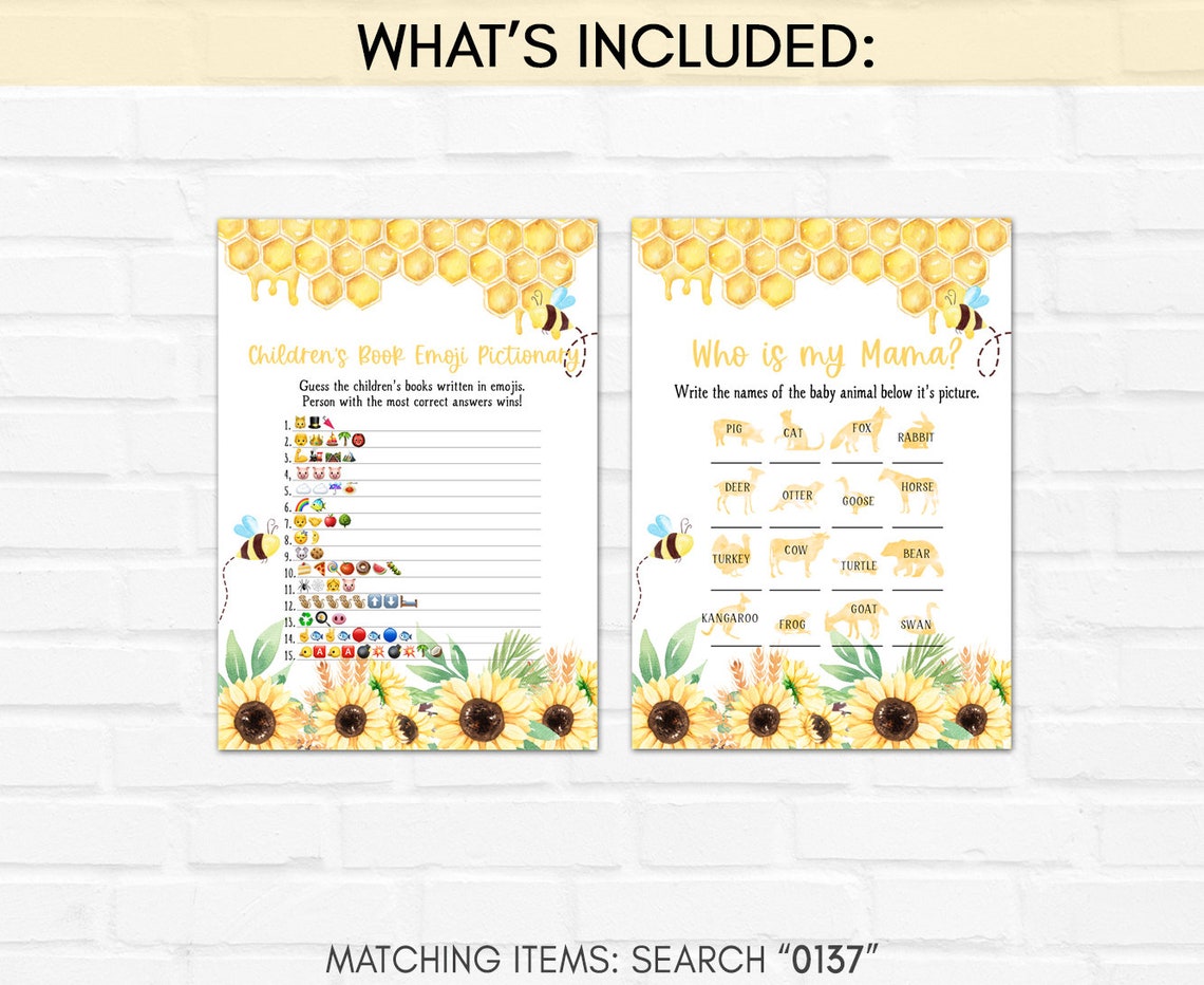 Bee Baby Shower Games Honey Bee Games Pack Printable Baby - Etsy