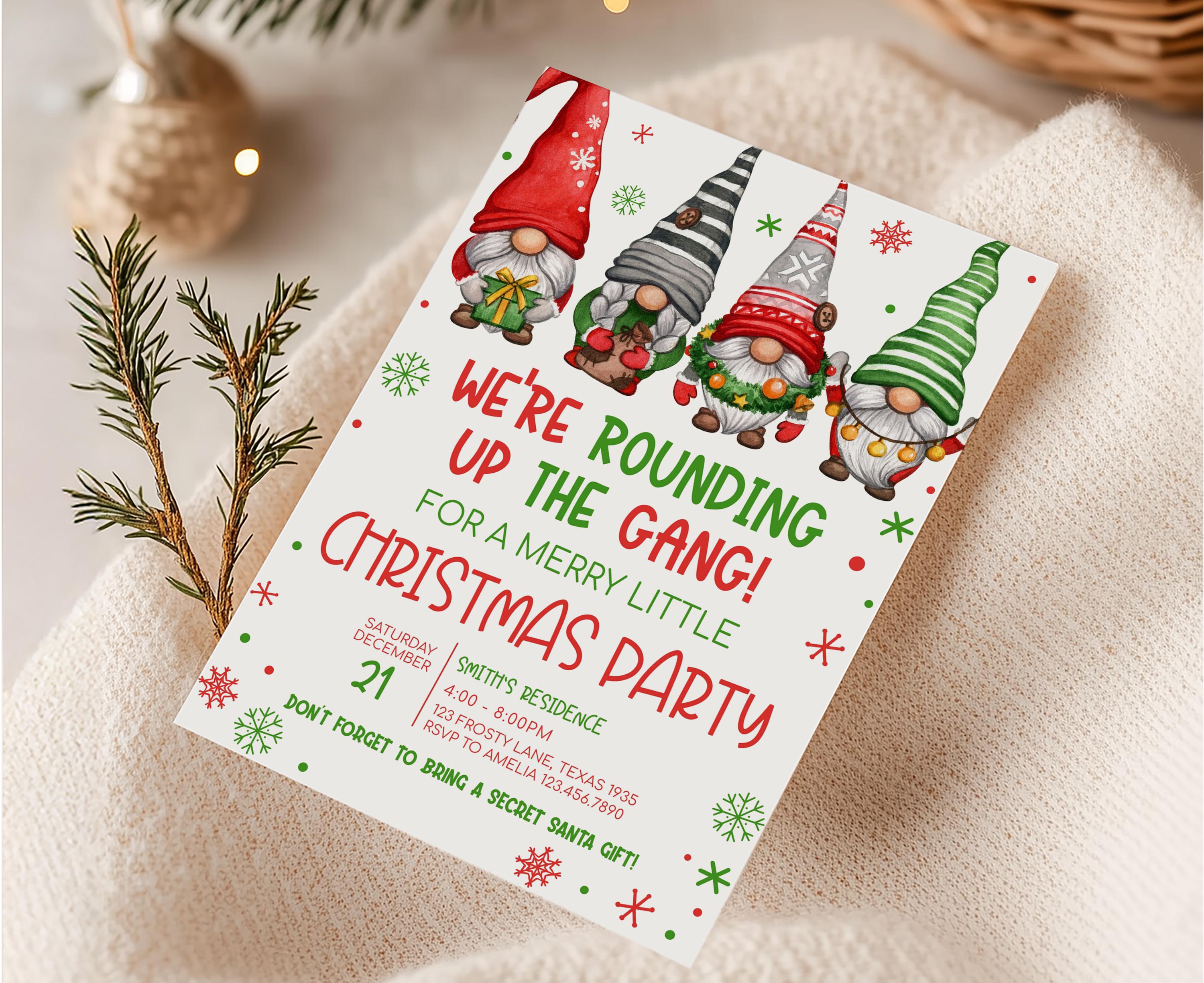 Editable We're Rounding up the Gang Party Invitation, A Merry Little ...