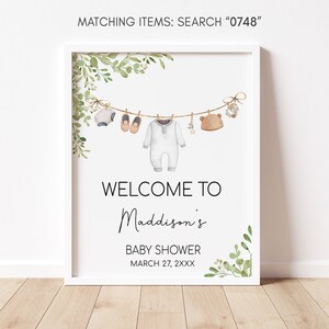 Editable Baby Clothes Baby Shower Welcome Sign, Boho Baby Shower ...