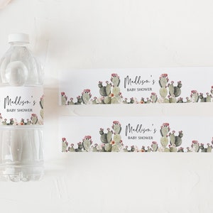 Editable Cactus Baby Shower Bottle Label, Cactus Fiesta Baby Shower ...