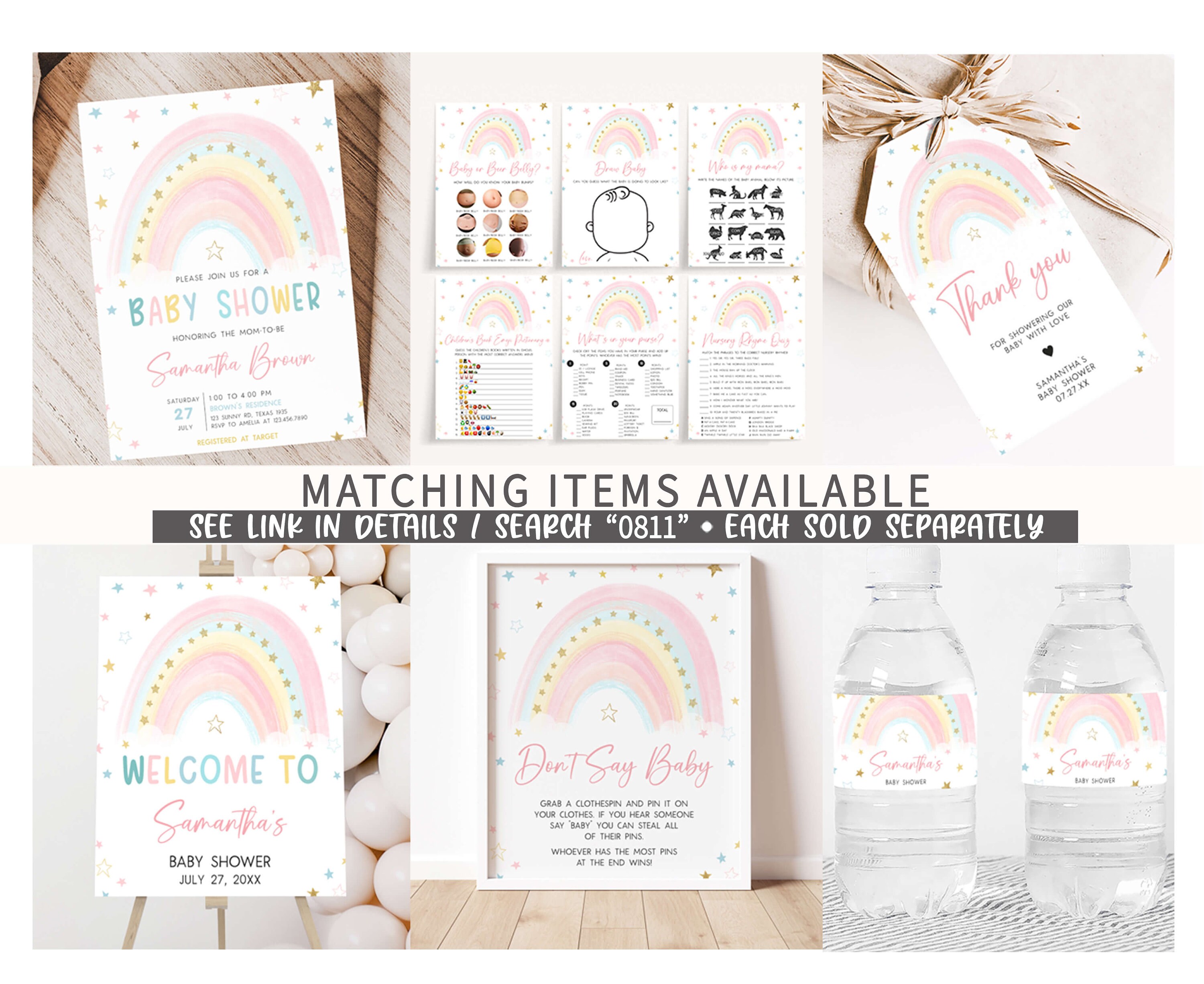 Editable Rainbow Baby Shower Welcome Sign, Boho Rainbow Baby Shower ...