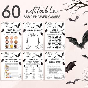Editable We're Going Batty Halloween Baby Shower Games Bundle, Bats ...