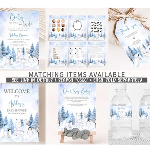 Editable Winter Arctic Animals Baby Shower Welcome Sign, Blue Baby It's ...