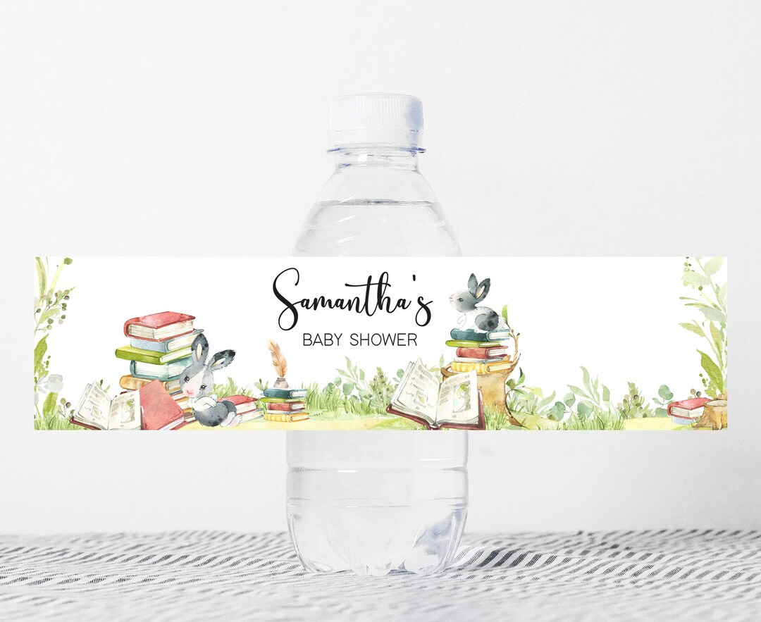Editable Storybook Baby Shower Bottle Label, A New Chapter Baby Shower ...