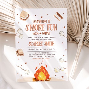 Editable S'more Baby Shower Invitation Bundle, Fall Bonfire Baby Shower ...