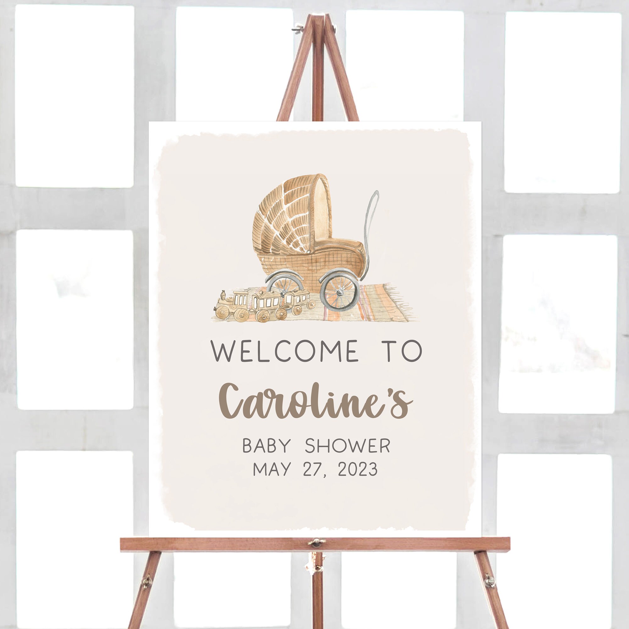 Editable Stroller Baby Shower Welcome Sign Modern Boho Baby - Etsy