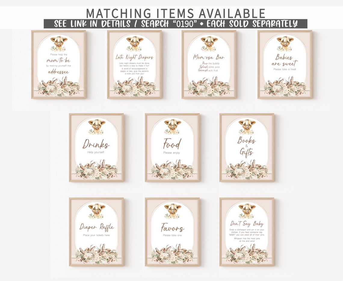 Editable Highland Cow Baby Shower Water Bottle Labels Cow Baby - Etsy