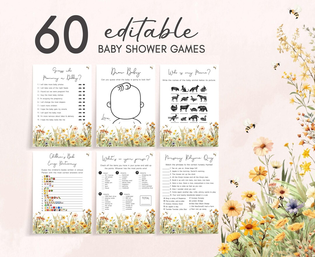 Editable Bee Baby Shower Games Bundle, Mommy to Bee Baby Shower Game ...