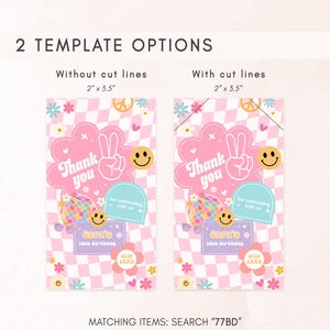 Editable Peace Out Single Digits Birthday Favor Tags, Retro Checkered ...