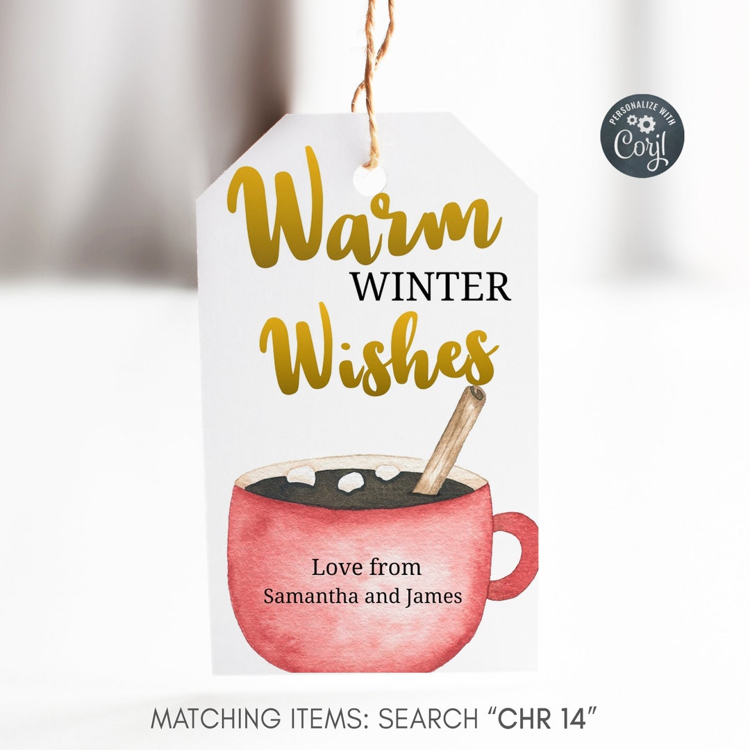 Editable Warm Winter Wishes Tag Hot Cocoa Tag Christmas Tag Hot ...