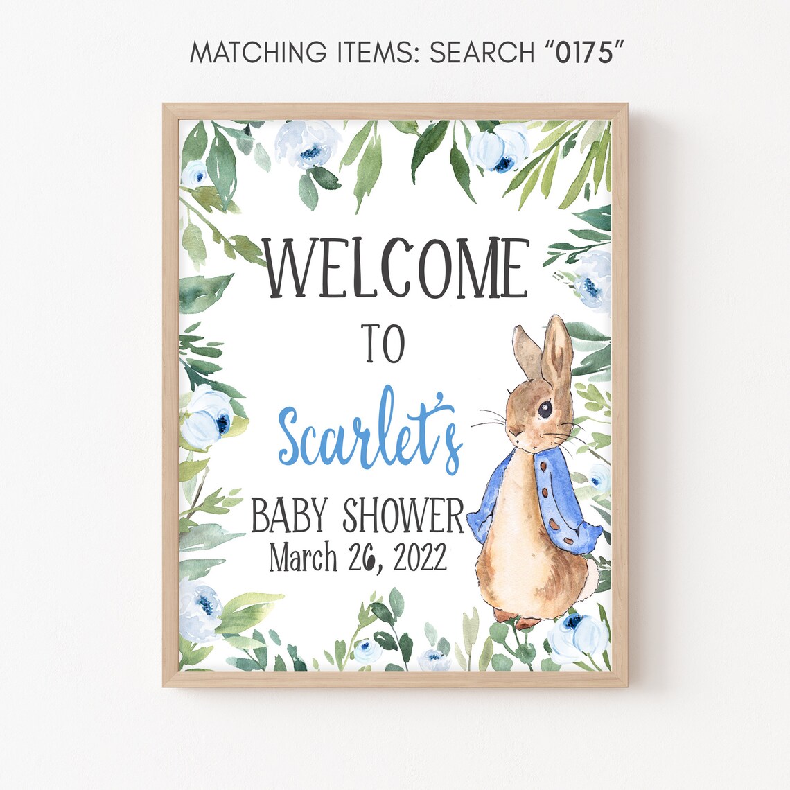Peter Rabbit Baby Shower Welcome Sign Blue Peter Rabbit Baby - Etsy