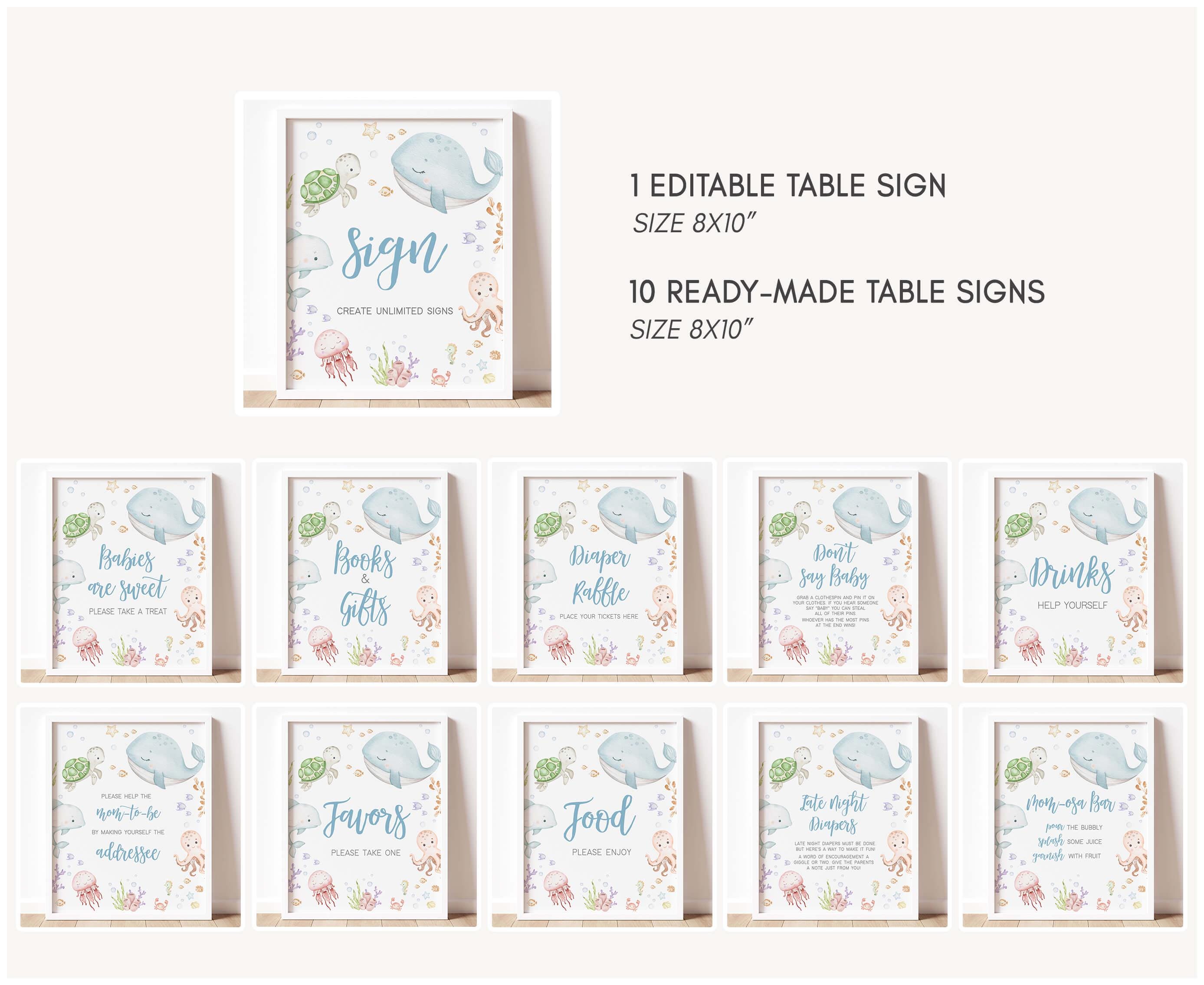 Editable Under the Sea Baby Shower Bundle, Gender Neutral Nautical Baby ...