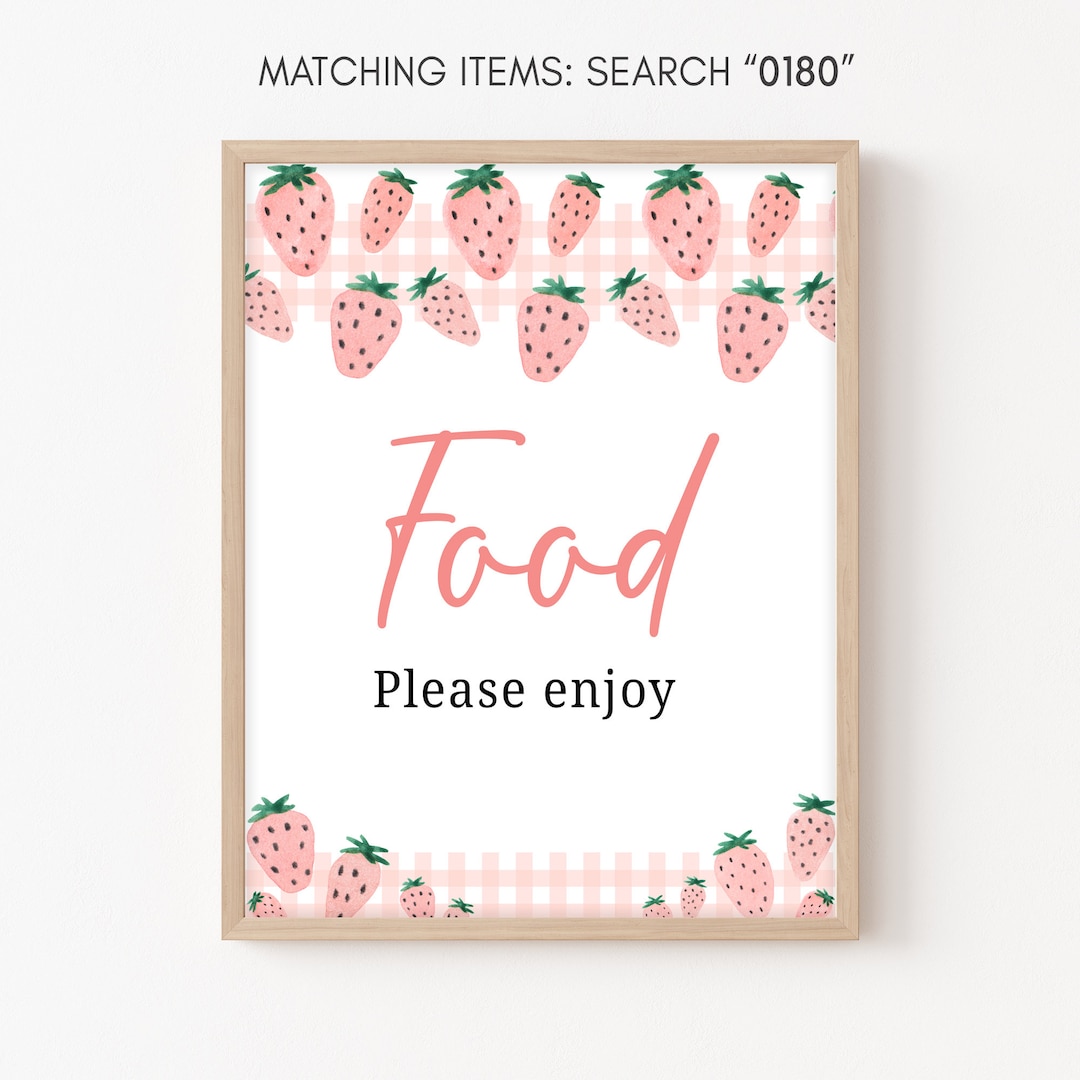Strawberry Baby Shower Food Sign, Berry Sweet Baby Shower Food Table ...