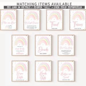 Editable Rainbow Baby Shower Welcome Sign, Boho Rainbow Baby Shower ...