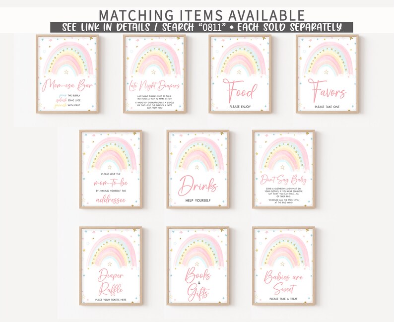 Editable Rainbow Baby Shower Welcome Sign, Boho Rainbow Baby Shower ...