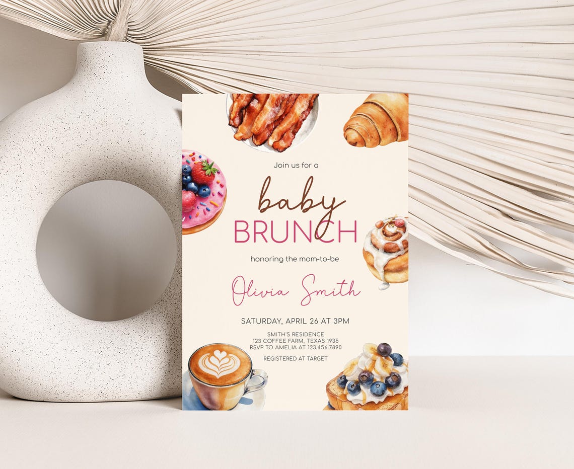 Editable Baby Brunch Baby Shower Invitation Bundle, Blueberry Pancake ...