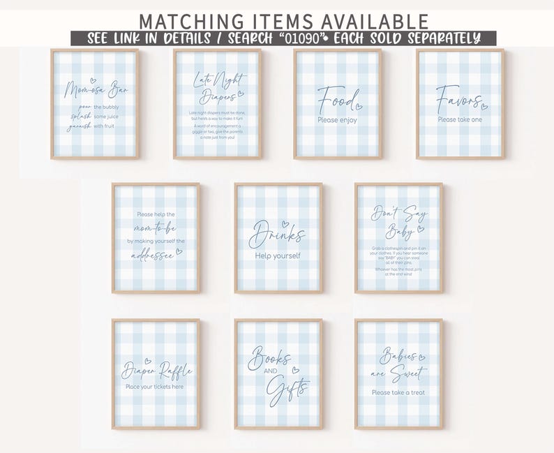Editable Blue Gingham Baby Shower Due Date Calendar, Classic Gingham ...