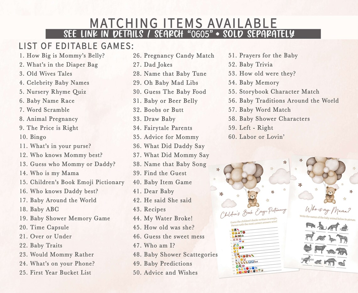 Editable Bear Balloon Baby Shower Due Date Calendar, We Can Bearly Wait ...
