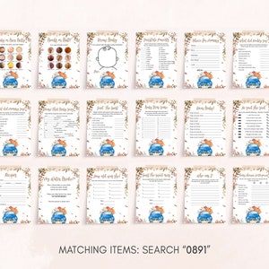 Editable Blue Fall Pumpkin Truck Baby Shower Games Bundle, Boy Little ...