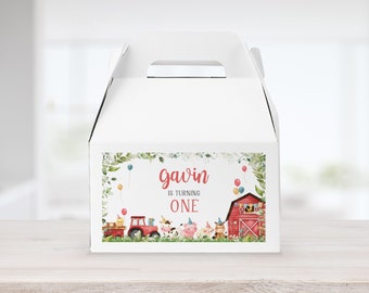 EDITABLE Farm Gable Box Favor Labels Farm Animals Party Favor - Etsy