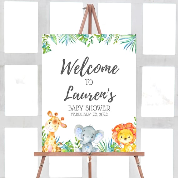 Editable Safari Baby Shower Welcome Sign Printable Jungle, 48% OFF