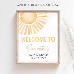 Editable Sunshine Baby Shower Welcome Sign, A Little Ray of Sunshine ...