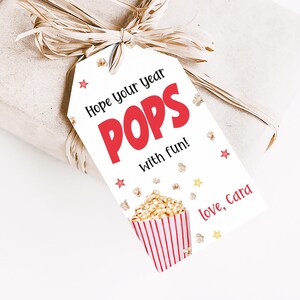 Editable Popcorn Gift Tag, Hope Your Year Pops With Fun Favor Tag, Just ...