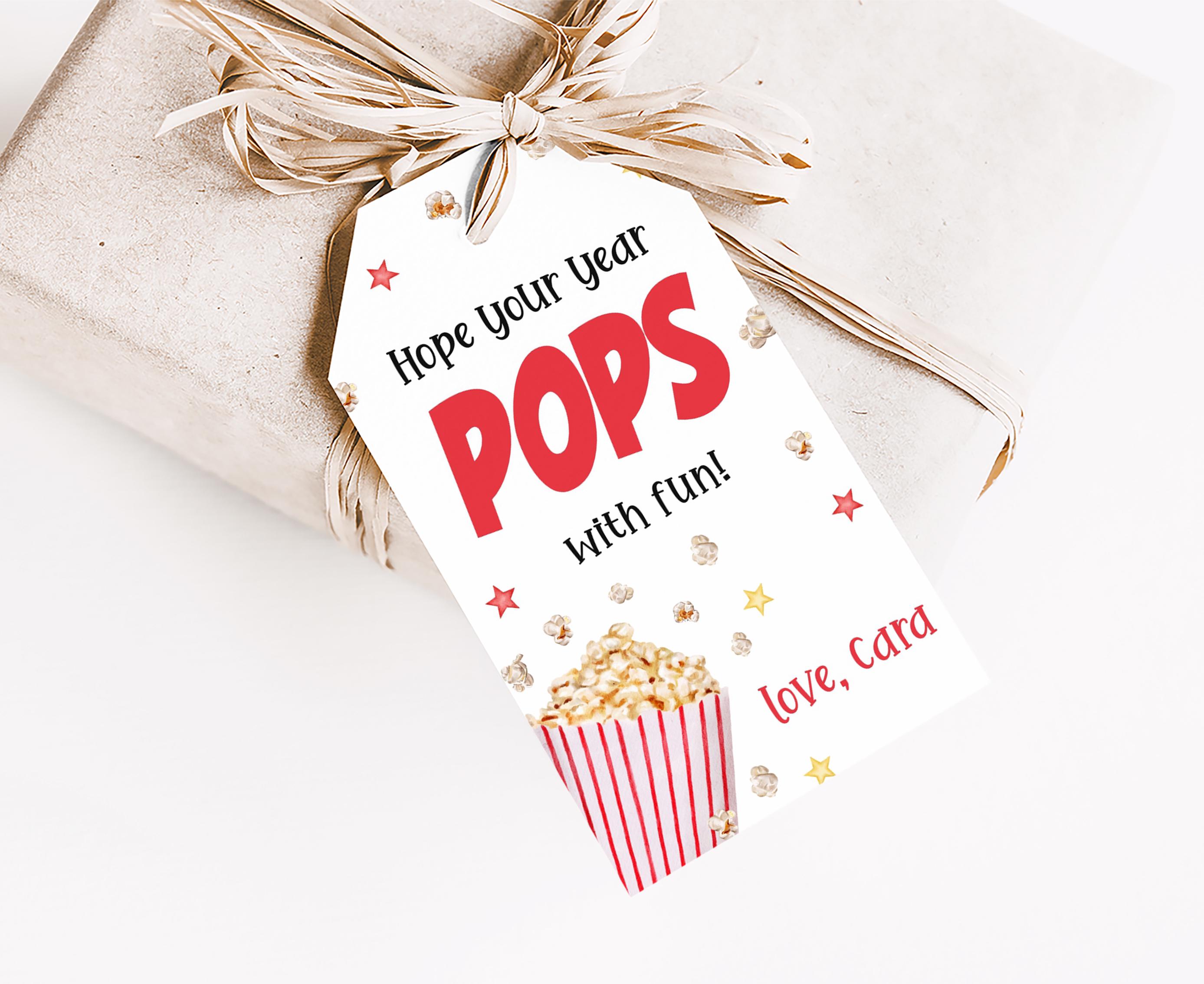 Editable Popcorn Gift Tag, Hope Your Year Pops With Fun Favor Tag, Just ...